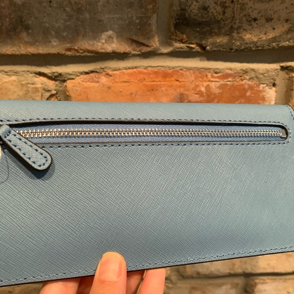 Michael Kors | Bags | Firm Price Michael Kors Flat Wallet Sky Blue ...